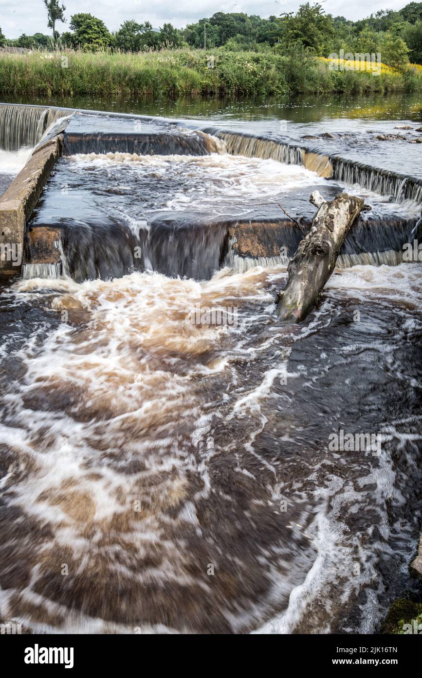 Weir on the River Ribble above Bridge End Mill in Settle, North ...
