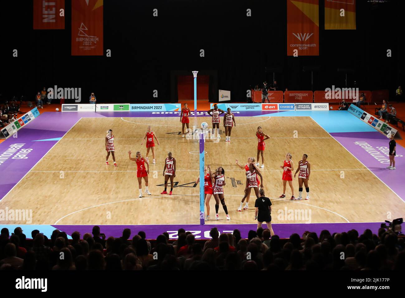 A general view of play during the Pool B Netball match between England ...