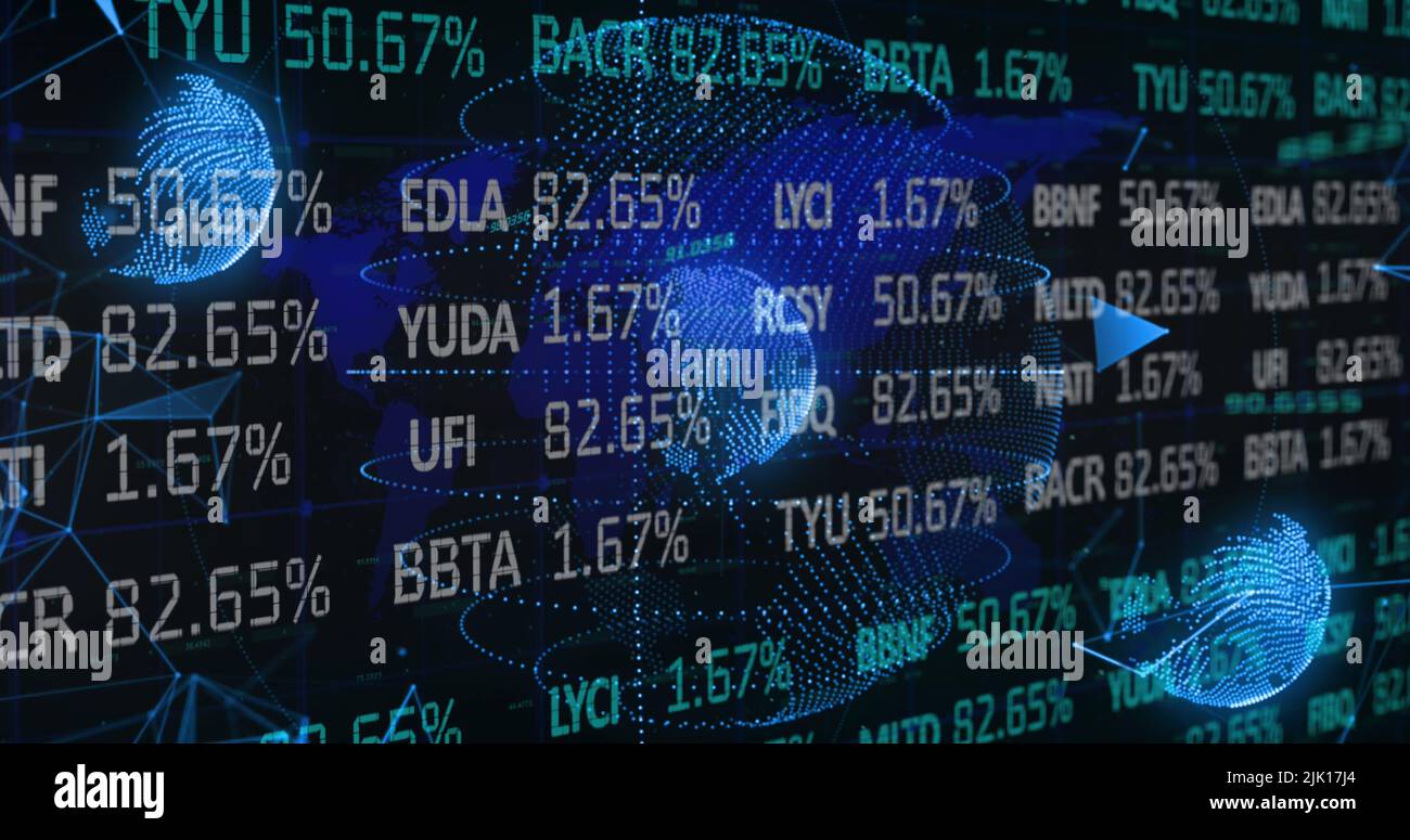 Image of data processing over globe Stock Photo - Alamy