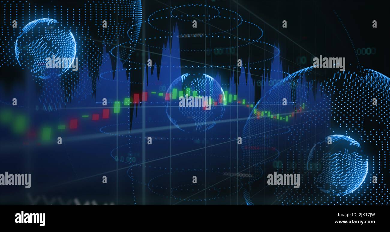 Image of data processing over globe Stock Photo - Alamy