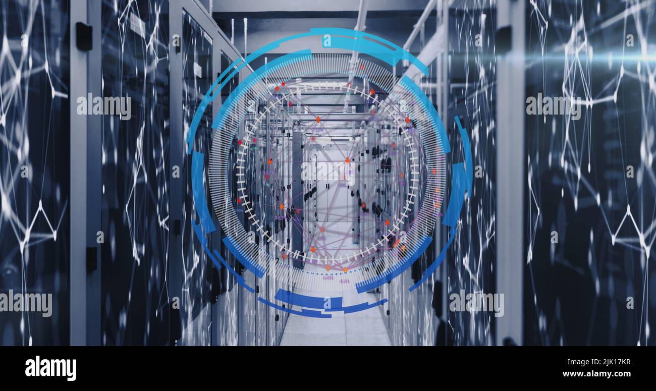 Image of data processing with shapes over server room Stock Photo - Alamy