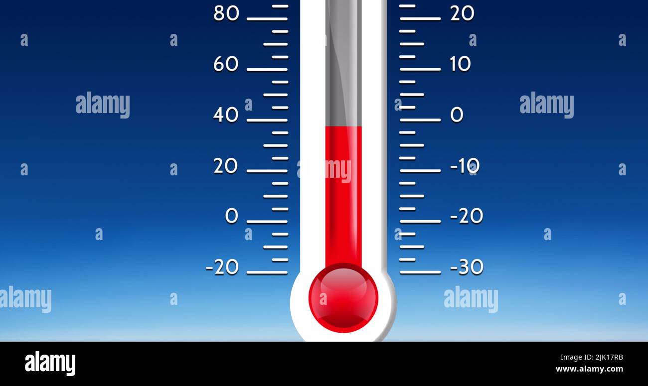 Image of thermometer on blue background Stock Photo - Alamy