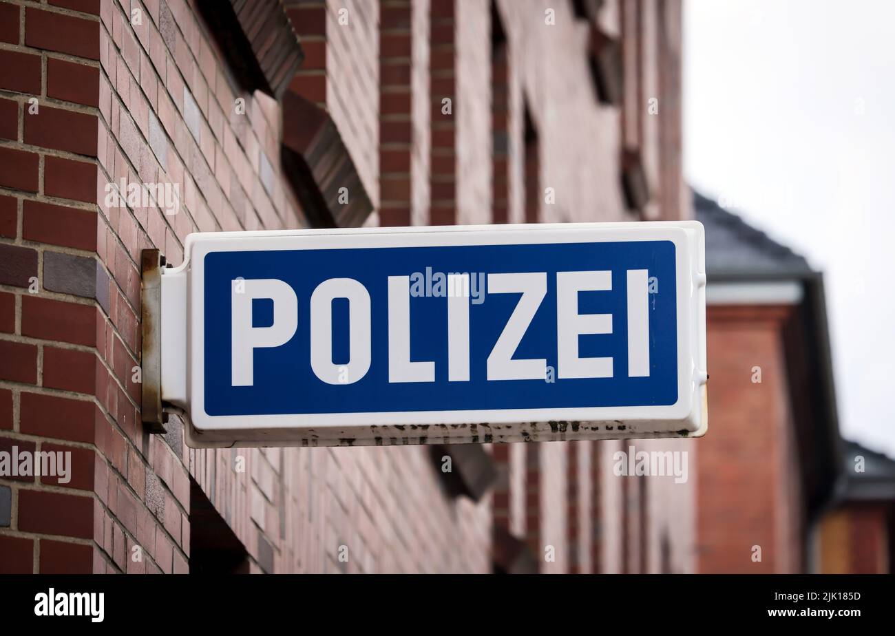 Duesseldorf, North Rhine-Westphalia, Germany - sign police, police ...