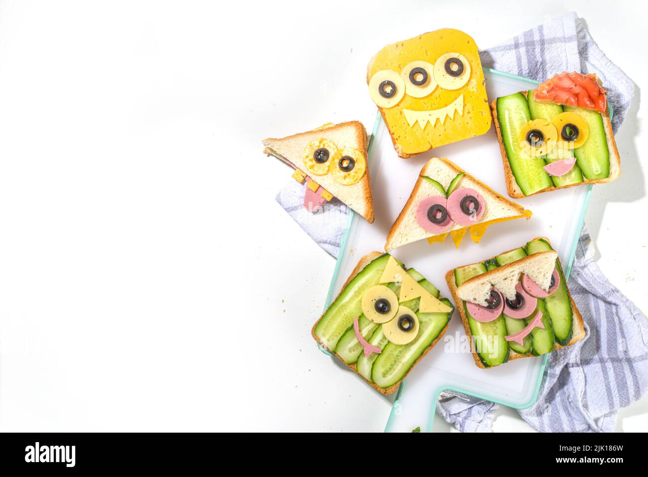 Various funny monster Halloween sandwiches. Set assortment creative ...