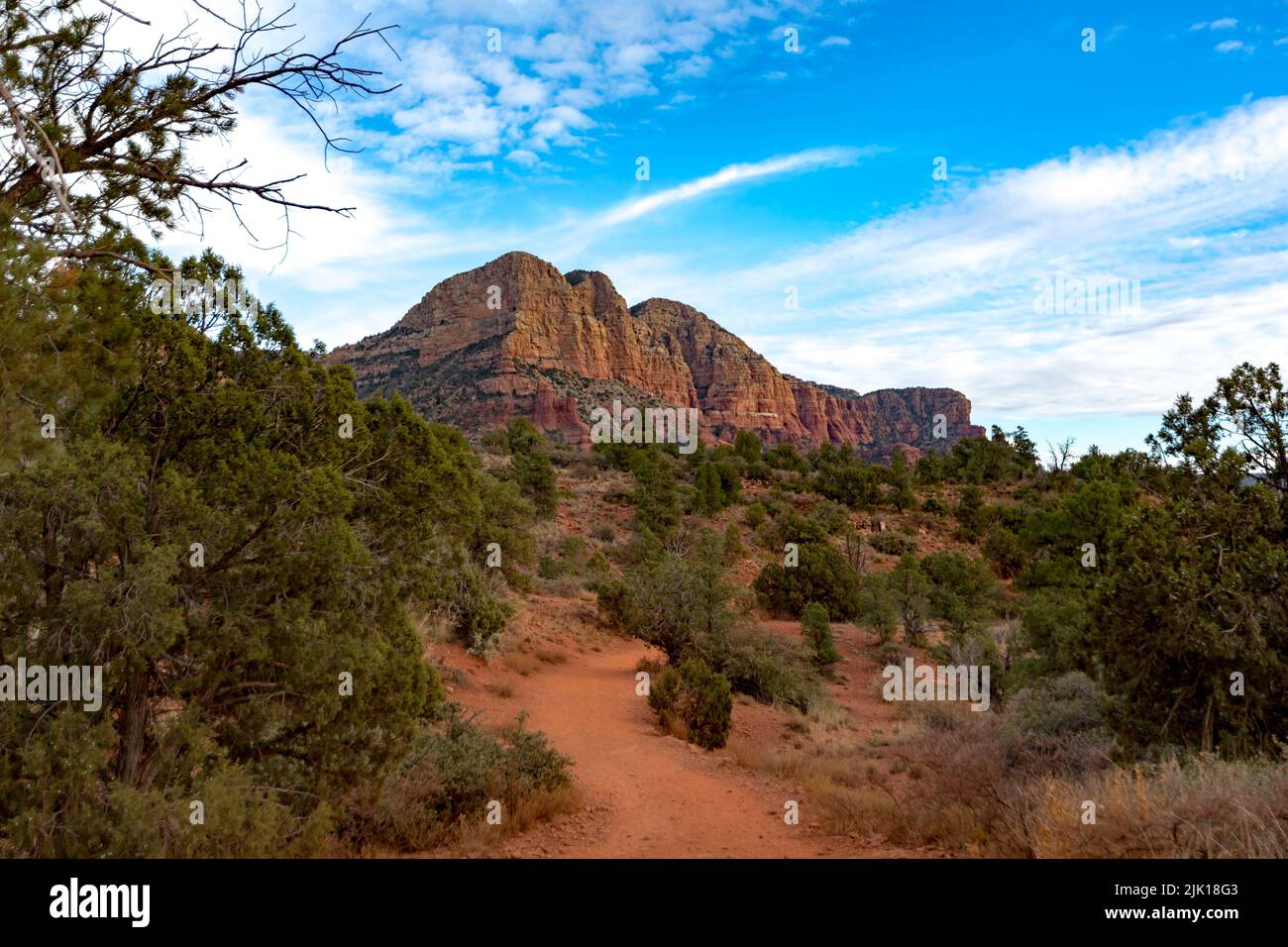 A blue sky over a red rock mountain in Sedona, Arizona, United States ...