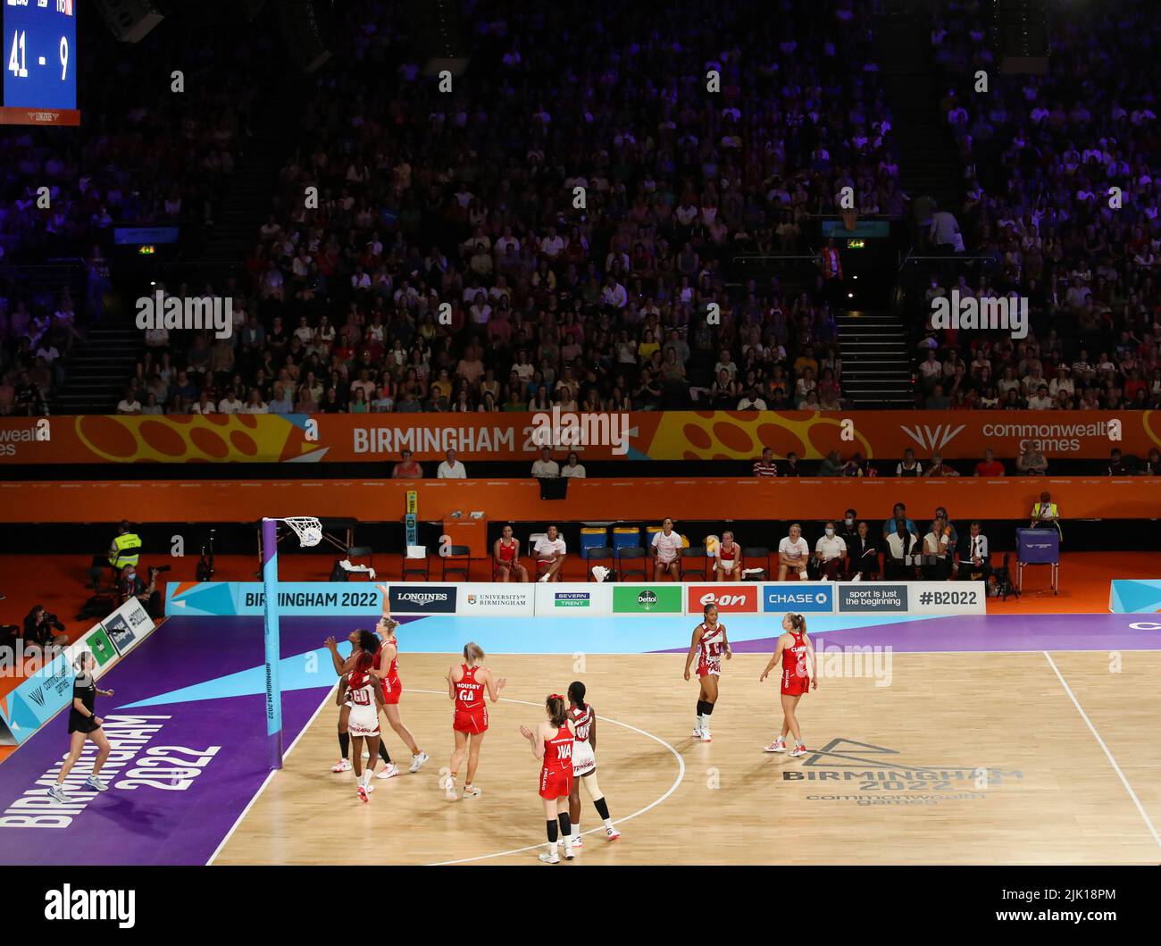 A general view of play as Eleanor Cardwell scores during the Pool B ...