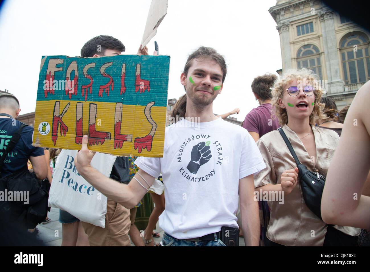 July 29, 2022, Turin, Piedmont/Turin, Italy: Young people protest ...