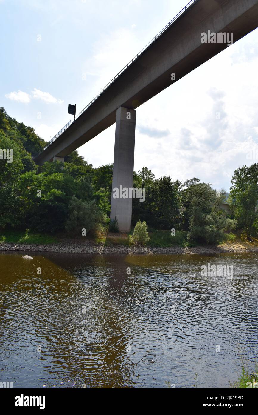 tall bridge across the Lahn Stock Photo - Alamy