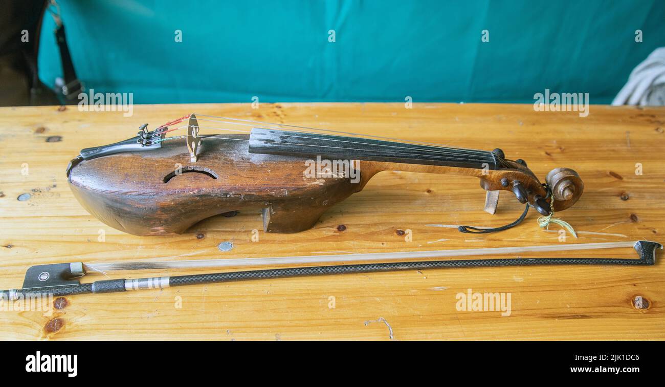 clog shoe fiddle. swedish old type of simple fiddle Stock Photo - Alamy