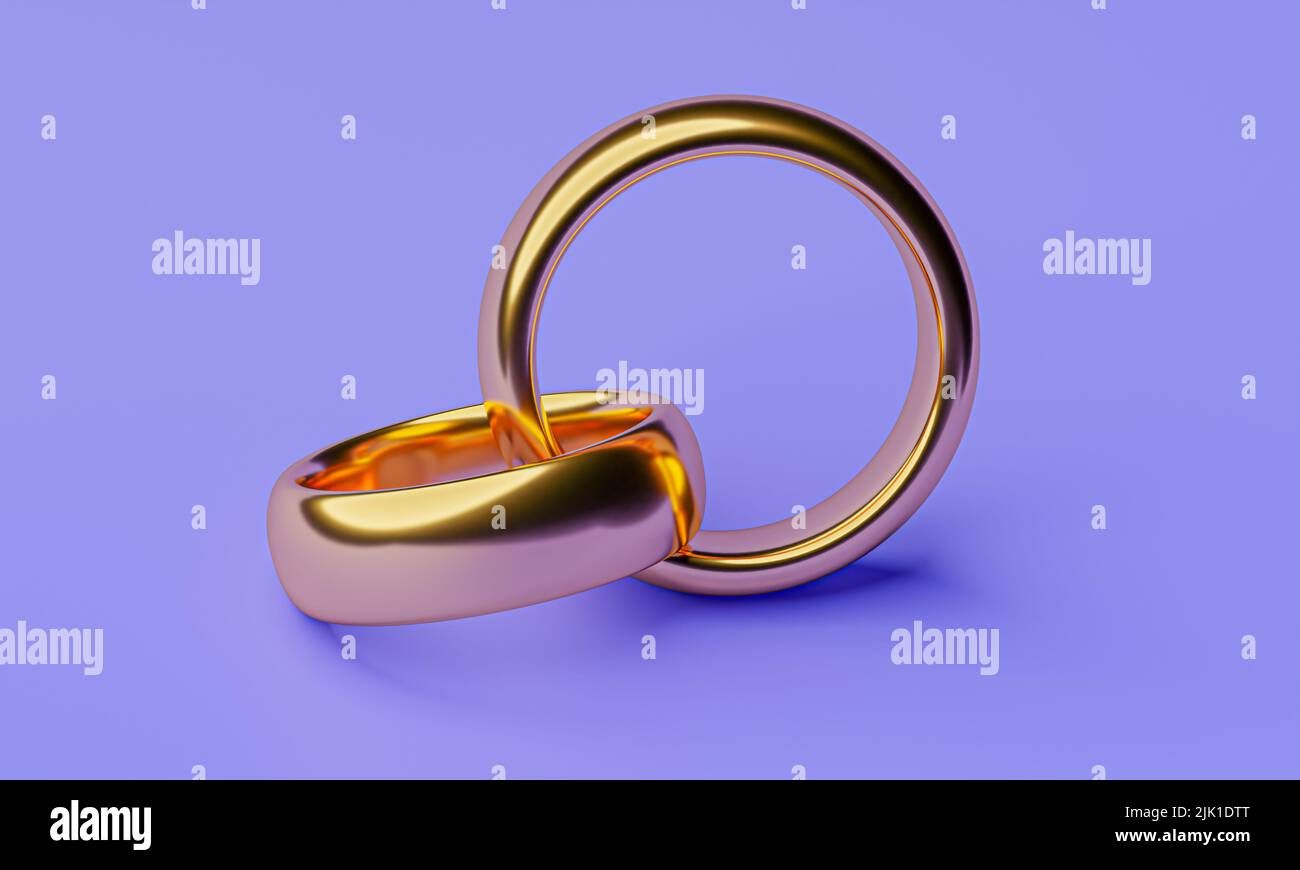 Illustration of two wedding gold rings with blank background. Unity ...