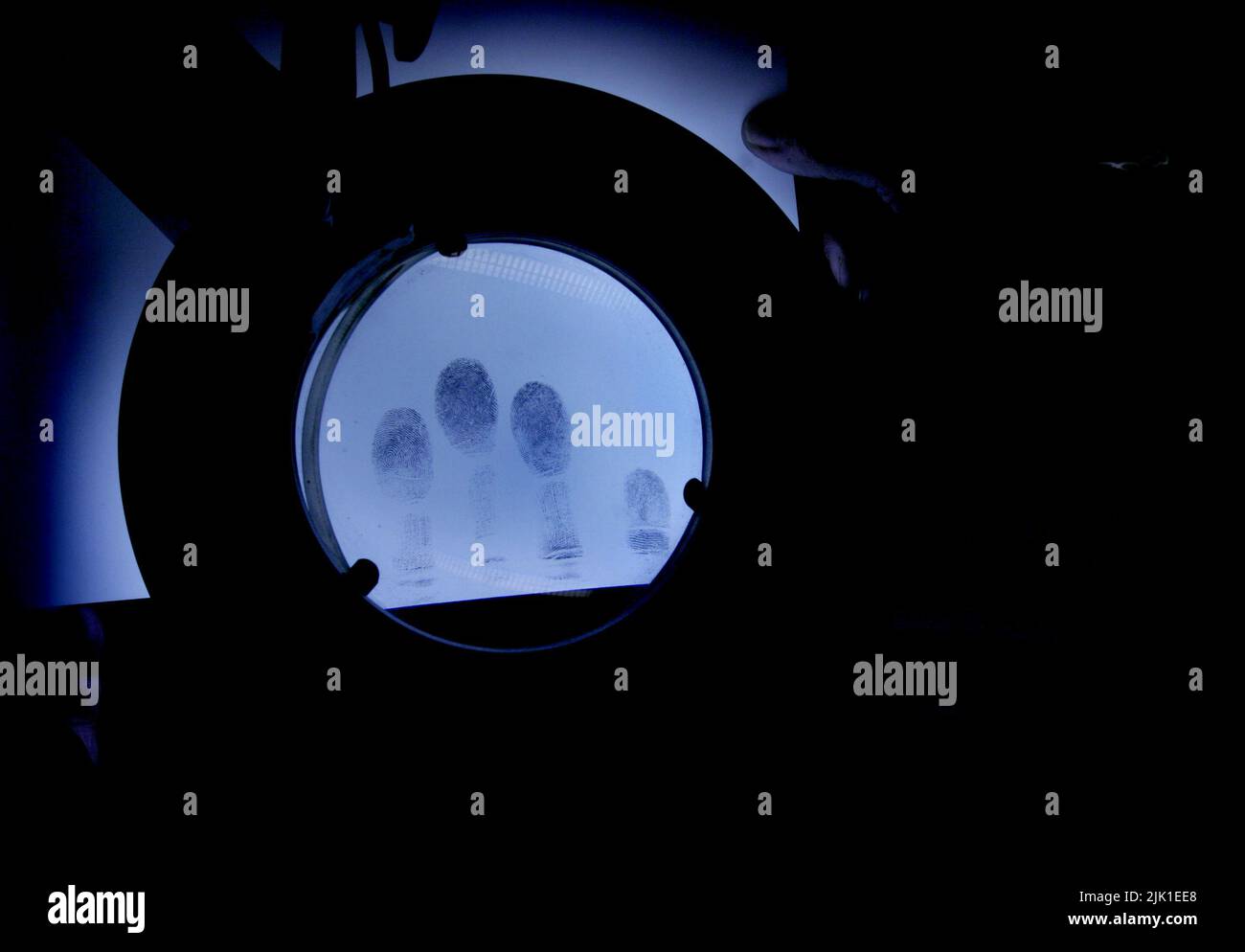 A forensic technician examines fingerprints from a crime scene Stock ...