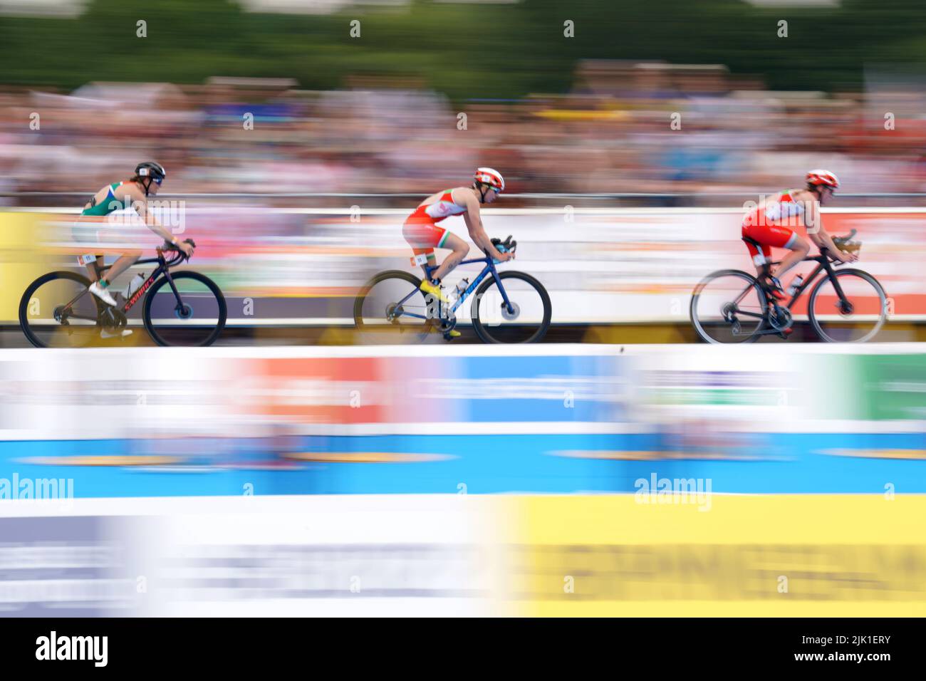 Wales' Olivia Mathias (centre) in action during the Women’s Individual ...
