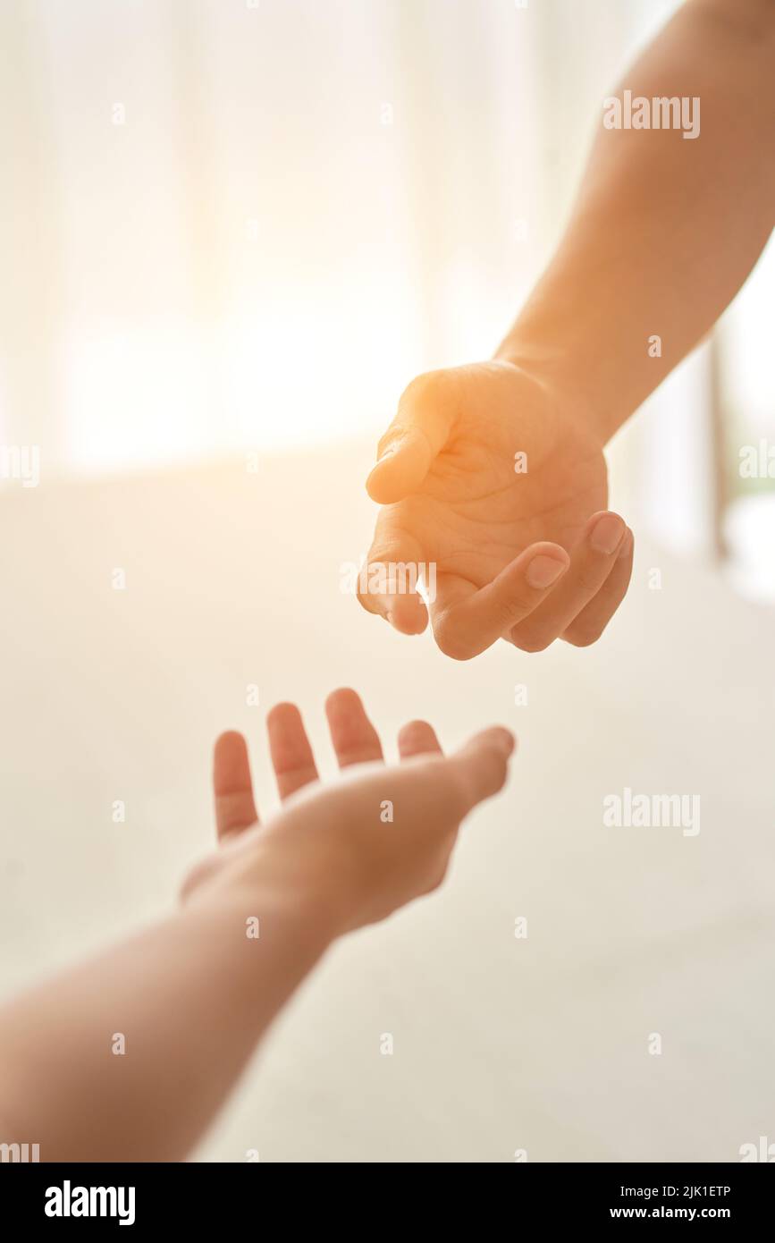 Male and female hands outstretched in direction to each other Stock ...