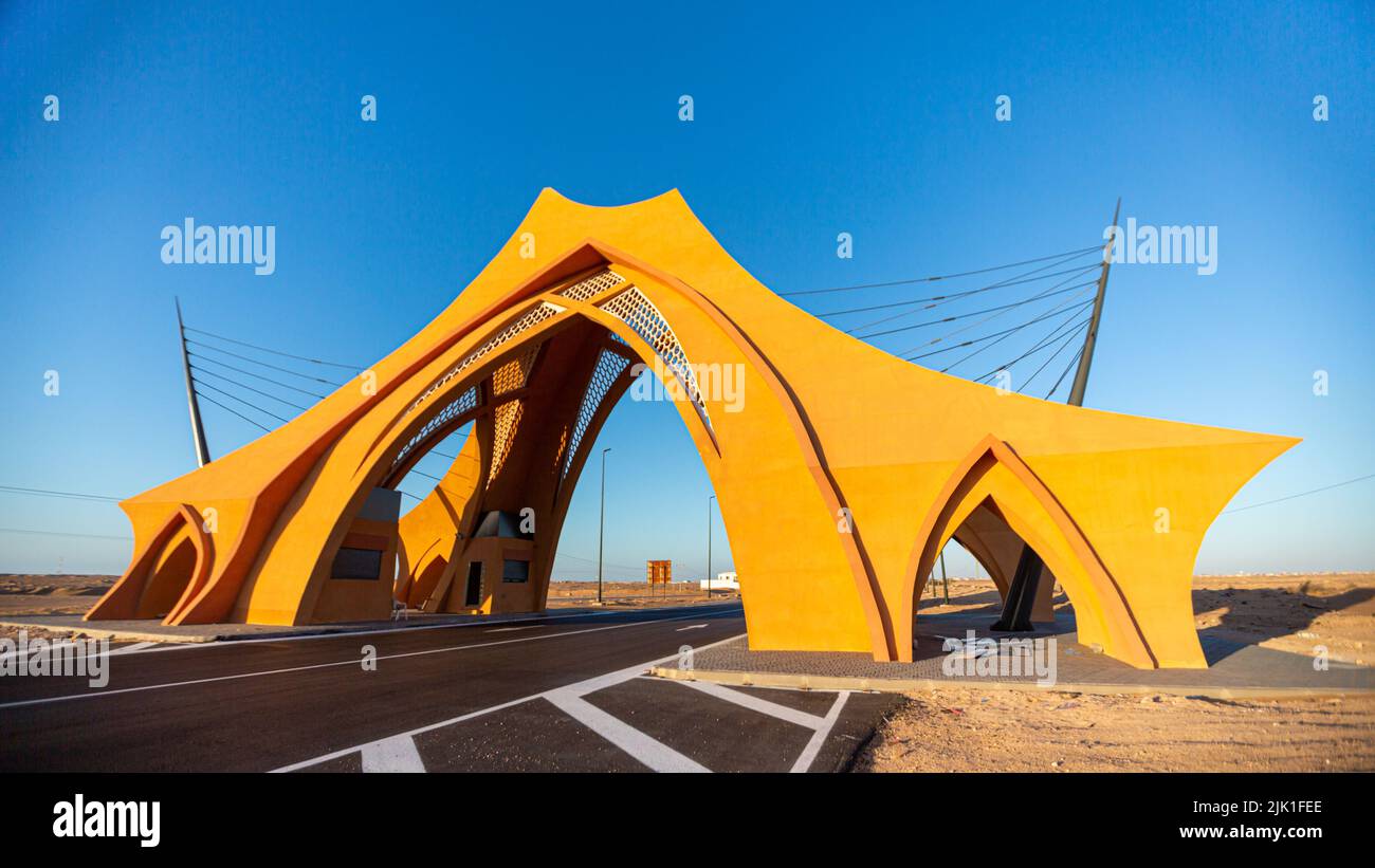 Laayoune city gate with a tent shape Stock Photo - Alamy