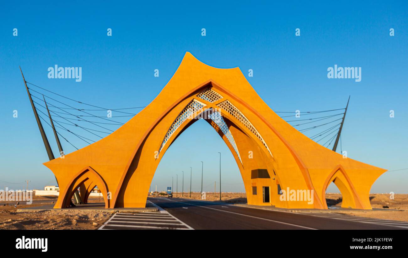 Laayoune city gate with a tent shape Stock Photo - Alamy
