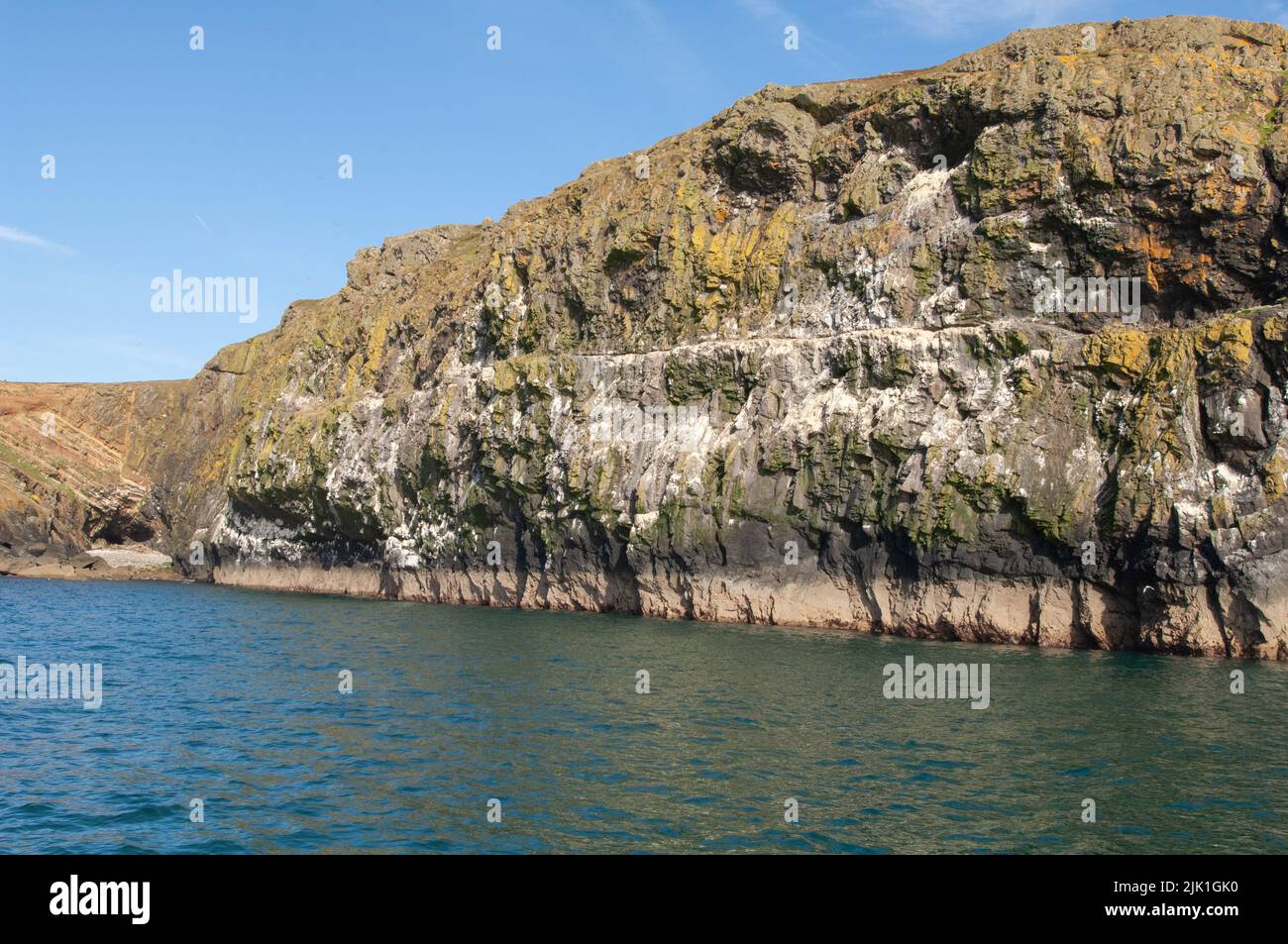Empty sea bird cliffs at the Wick, July, Skomer Island, Pembrokeshire ...