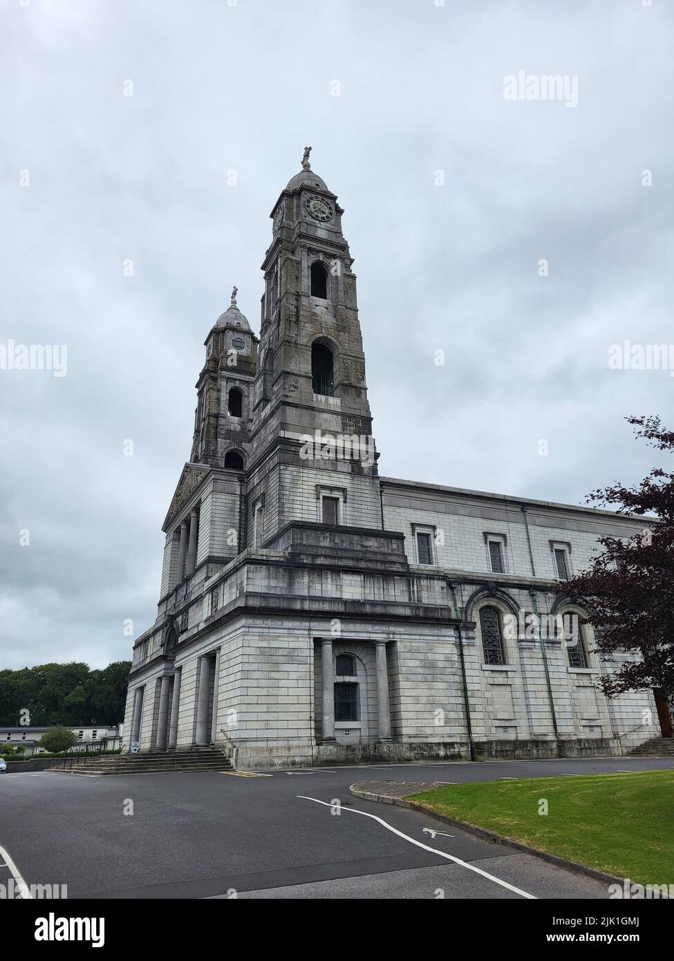 A vertical low angle of Cathedral of Christ the King in Mullingar ...