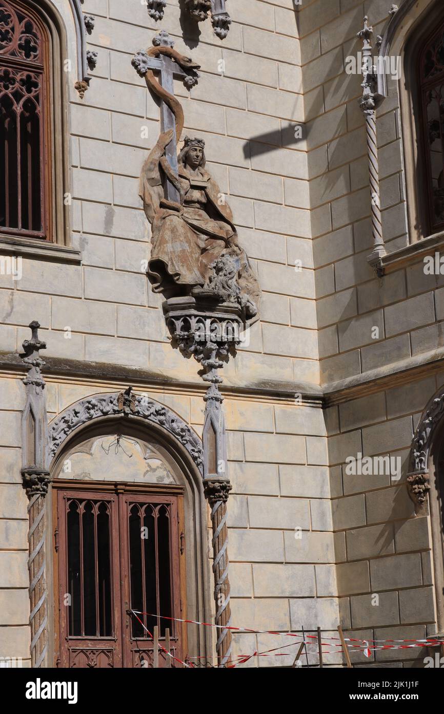 Architectural detail on one of the walls of Sturdza Castle representing ...