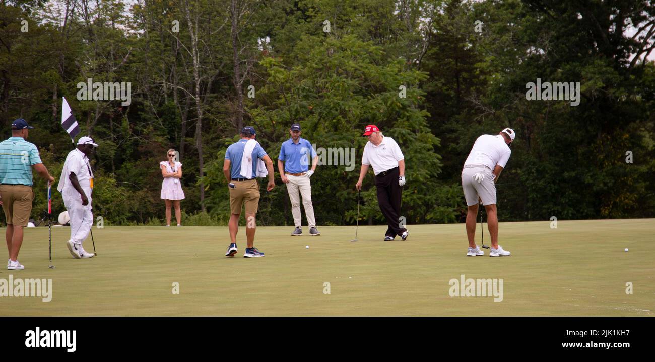 Bedminster, NJ. Dustin Johnson and Donald Trump at Pro-Am event at LIV ...