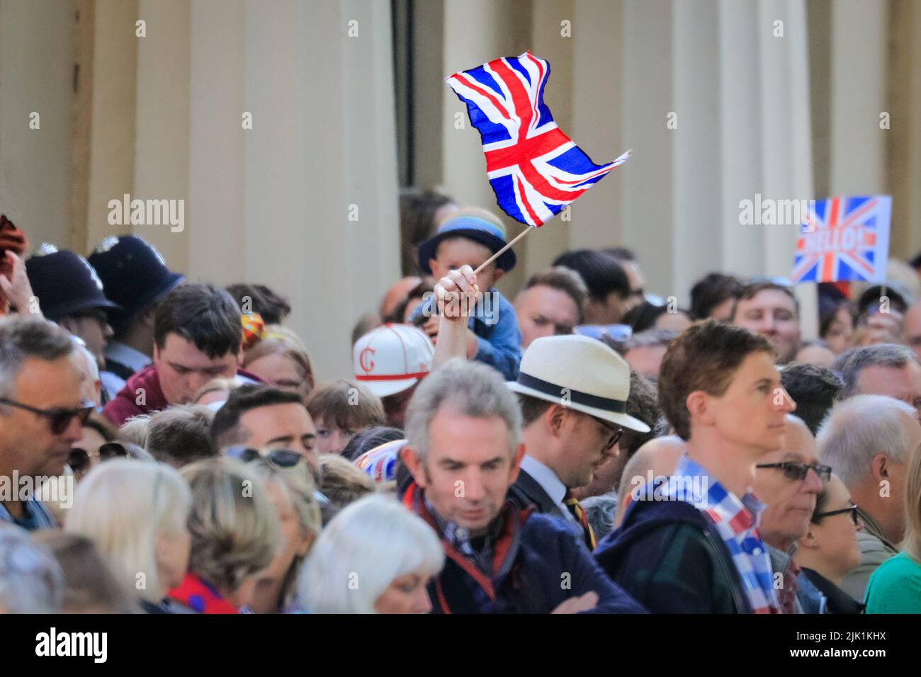 Union Jack flags in the crowd, Platinum Jubilee Trooping The Colour ...