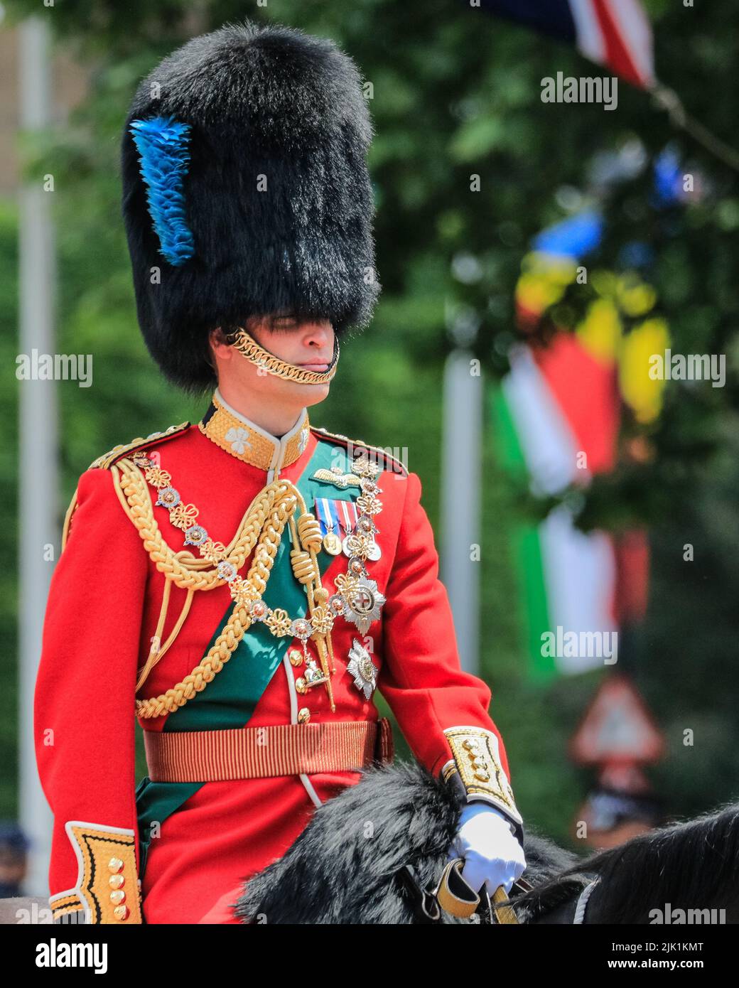William, Duke of Cambridge, on horseback in military uniform, Platinum ...