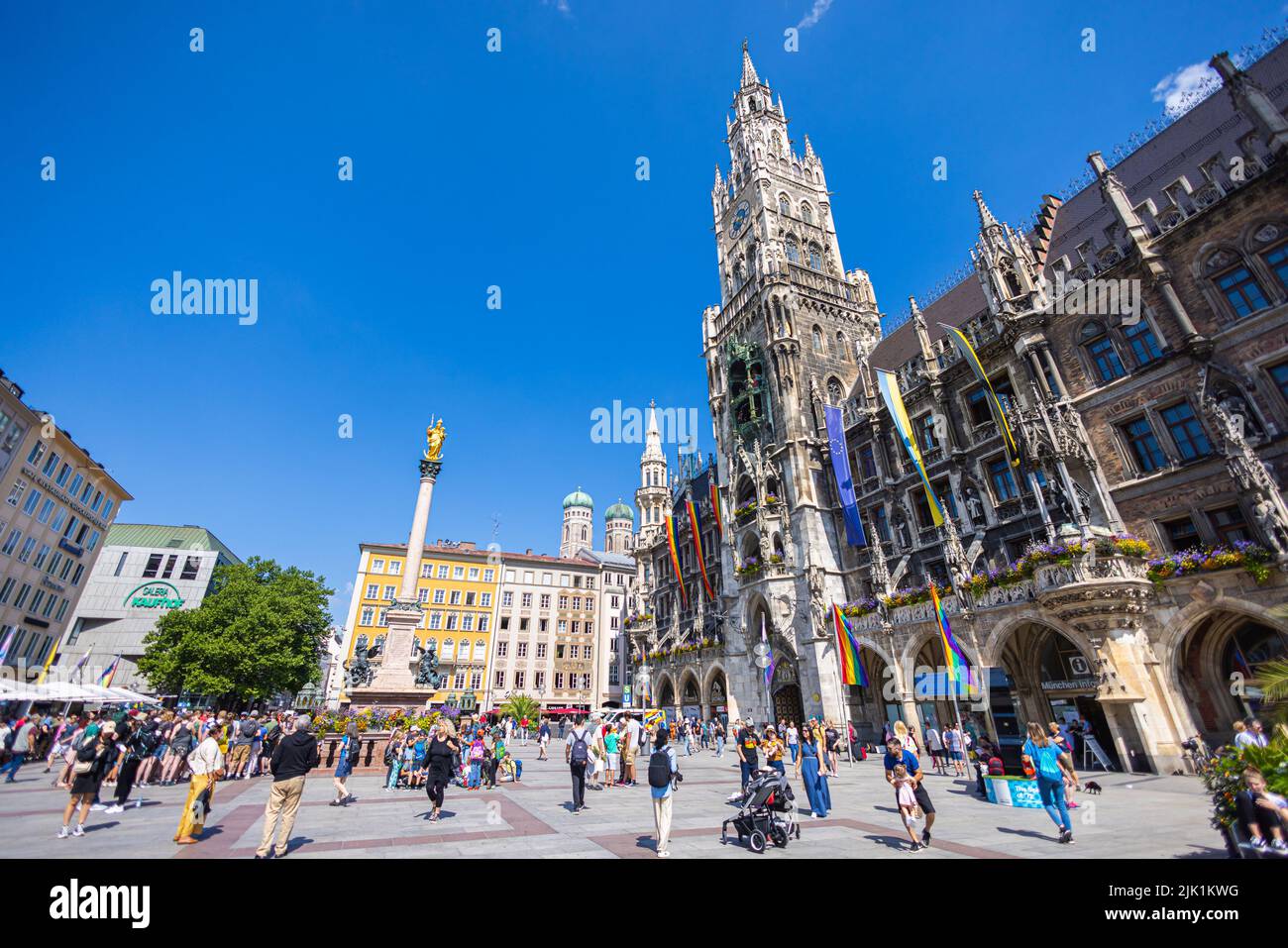 Munich, Germany - July 6, 2022: The new town hall at the Marienplatz ...