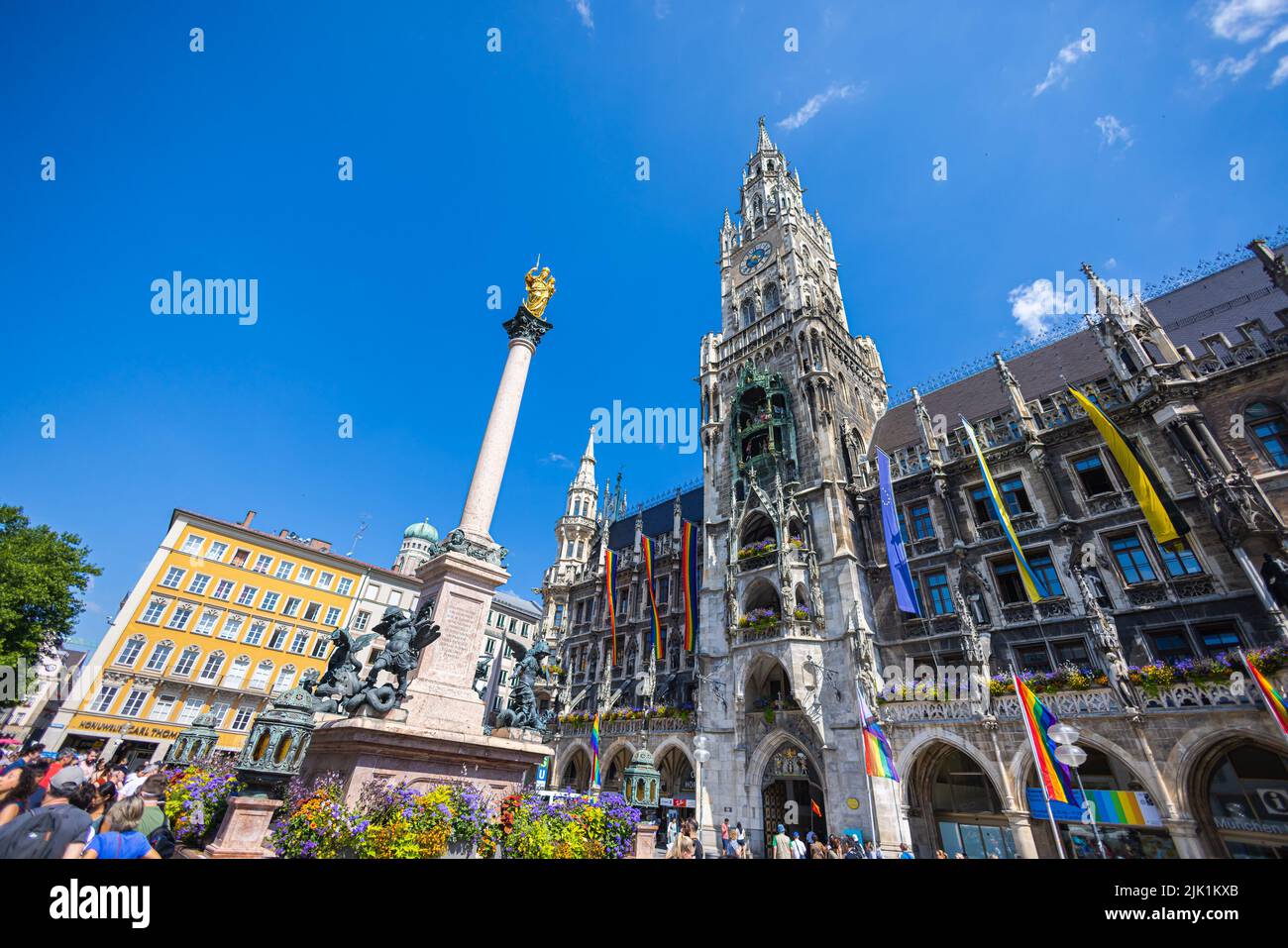 Munich, Germany - July 6, 2022: The new town hall at the Marienplatz ...