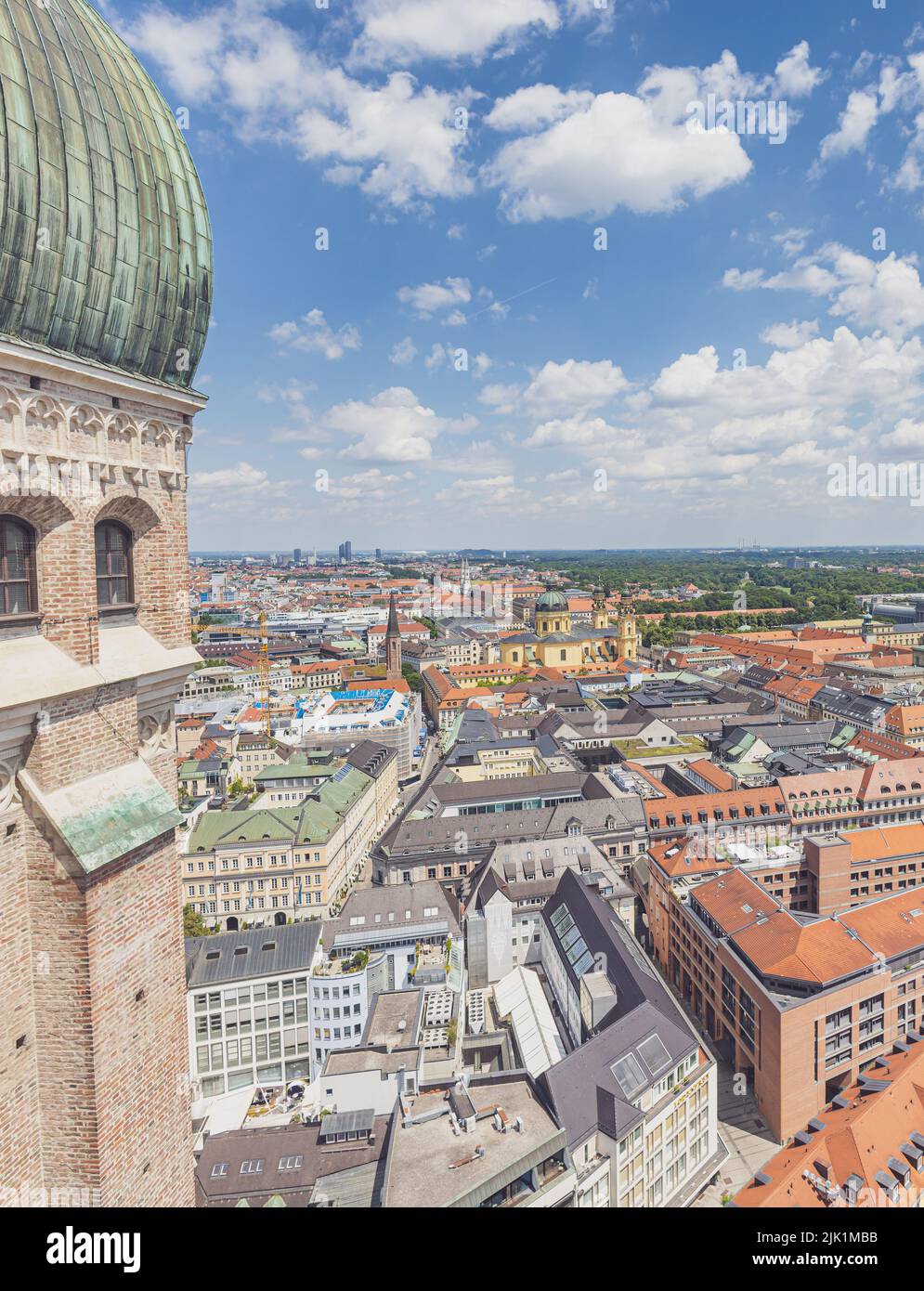 Munich, Germany - July 6, 2022: View of the München skyline, past one ...