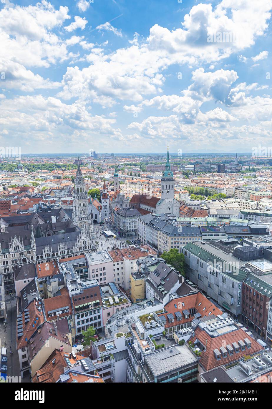 Munich, Germany - July 6, 2022: View of the München skyline, aerial ...