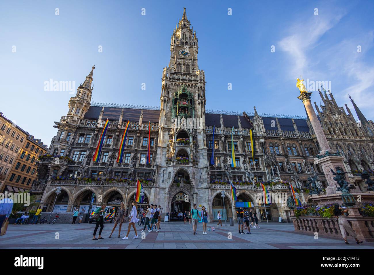 Munich, Germany - July 6, 2022: The new town hall at the Marienplatz ...