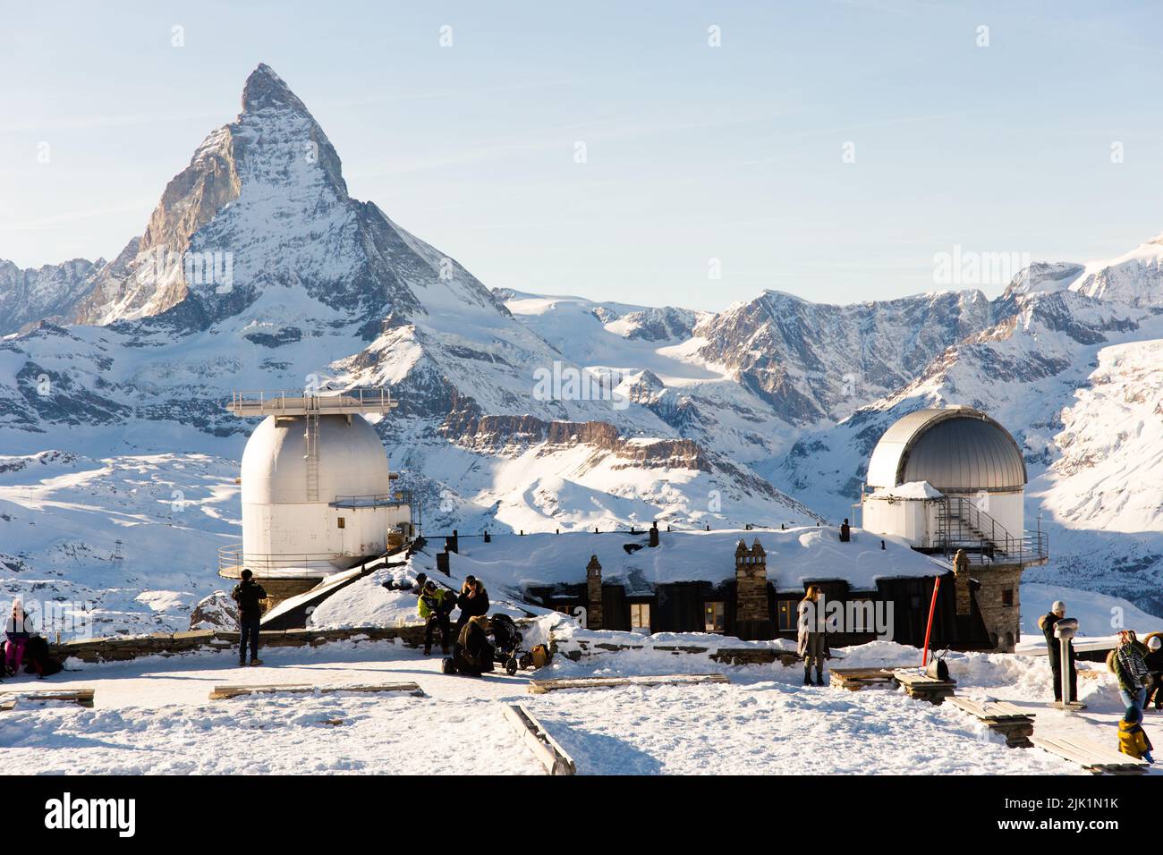Winter mountain landscape. Snowy mountain Matterhorn during the day in ...