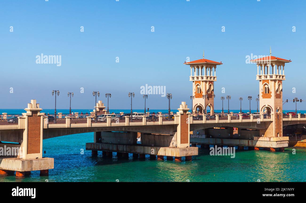 Stanley Bridge on a sunny day, Alexandria. It is a 400 meter-long ...
