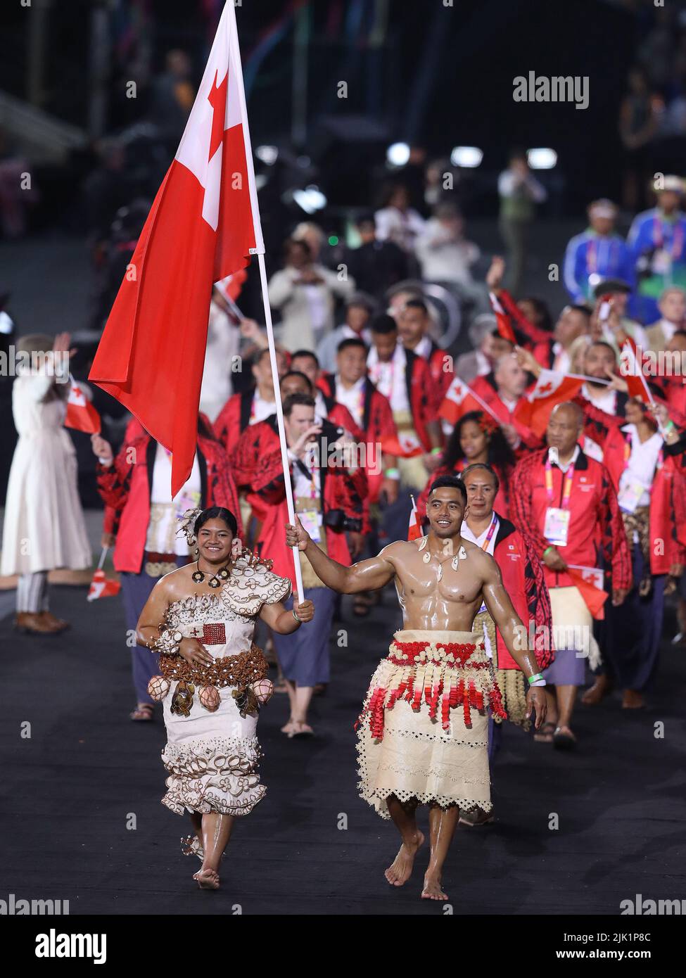 Birmingham,UK. 28th July 2022. The Tonga team arrive into the stadium ...