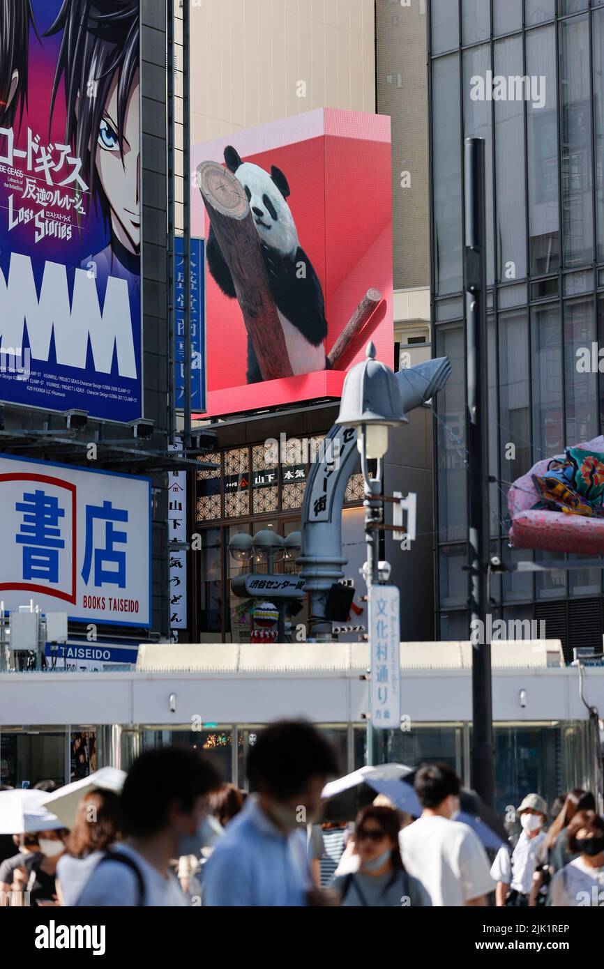 Tokyo, Japan. 29th July, 2022. A digital billboard is seen near Shibuya ...