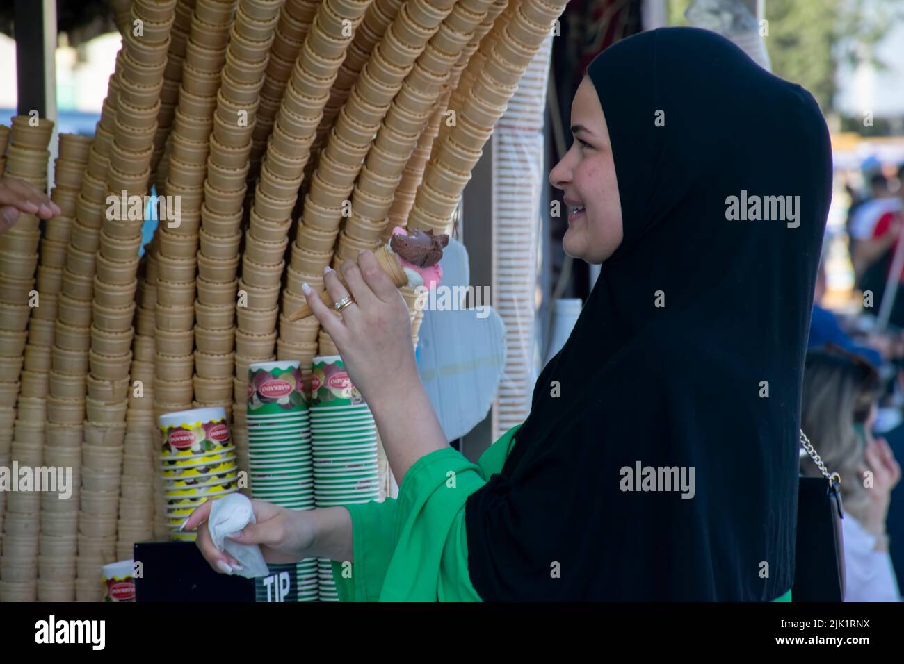 Istanbul, Turkey - June 24, 2022 : Turkish ice cream vendor jokes and ...
