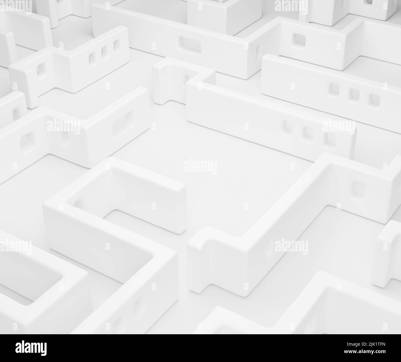 Walls labyrinth structure abstract white architecture background, 3d ...