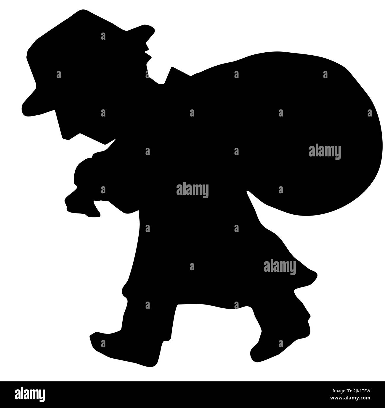 Carrying sack figure silhouette stencil black, illustration horizontal ...