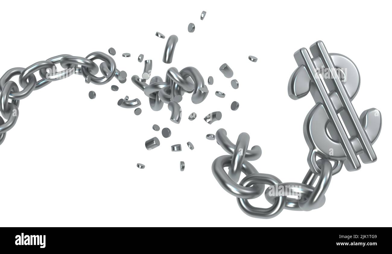 Breaking chain dollar sign shape attached, dark grey metal 3d ...