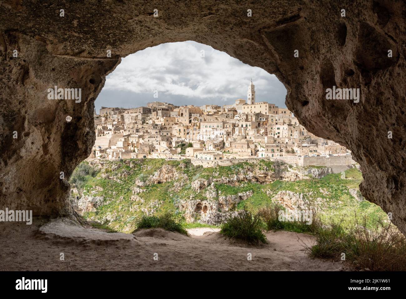 Scenic view of historic downtown with its cathedral, photo taken from a ...