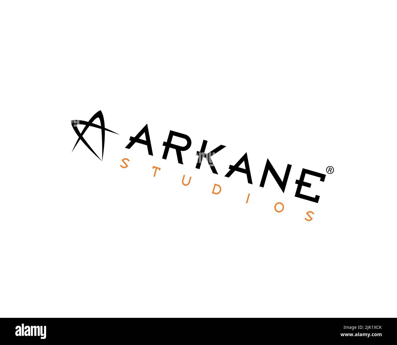 Arkane Studios, Rotated Logo, White Background B Stock Photo - Alamy