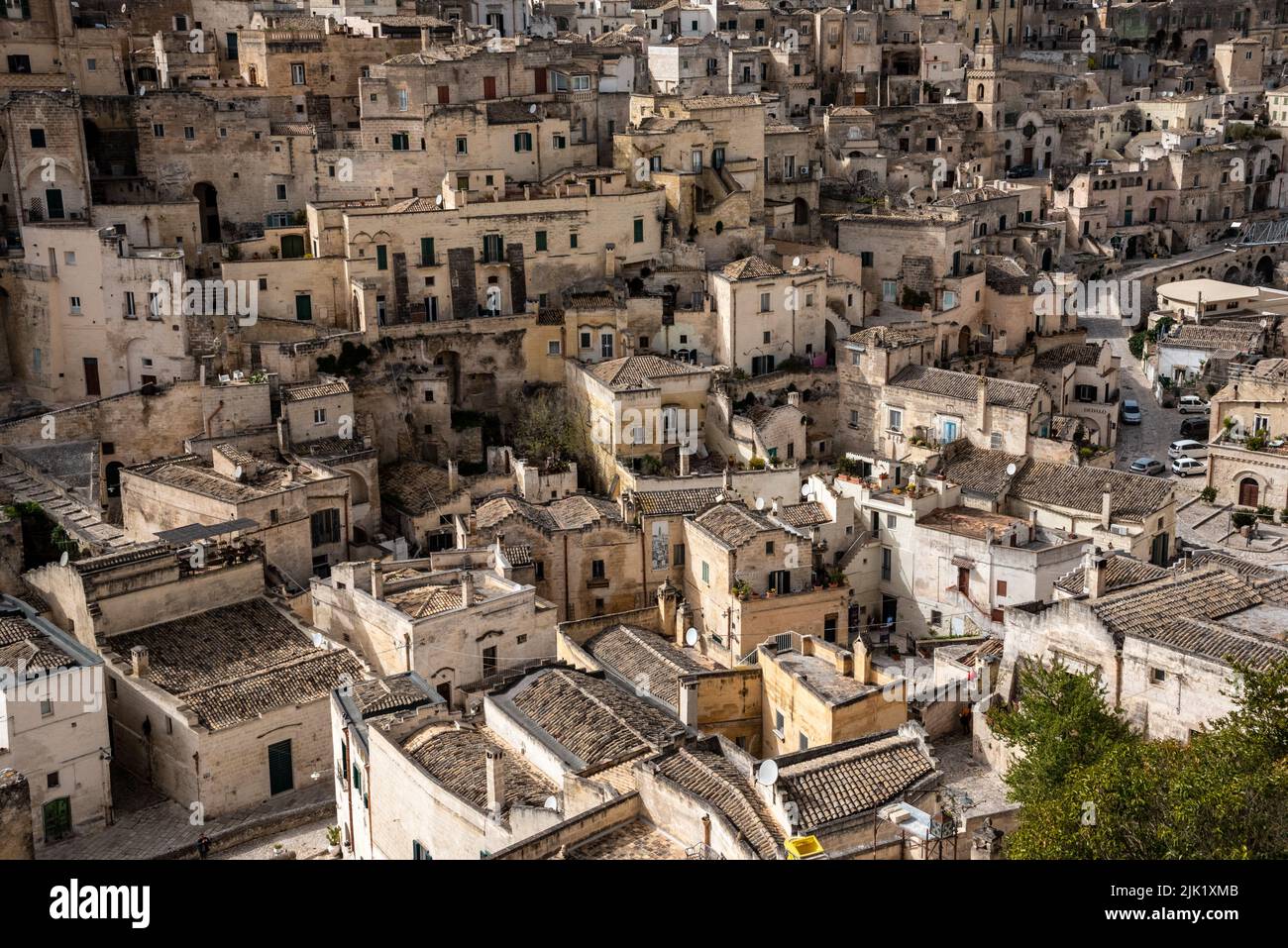 Great view of residential dwellings in Matera, Southern Italy Stock ...