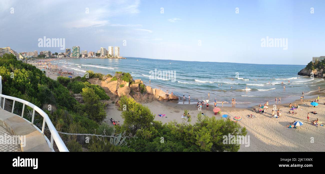 Beach. Panoramica. Aerial views of the beach in Oropesa del Mar, in ...