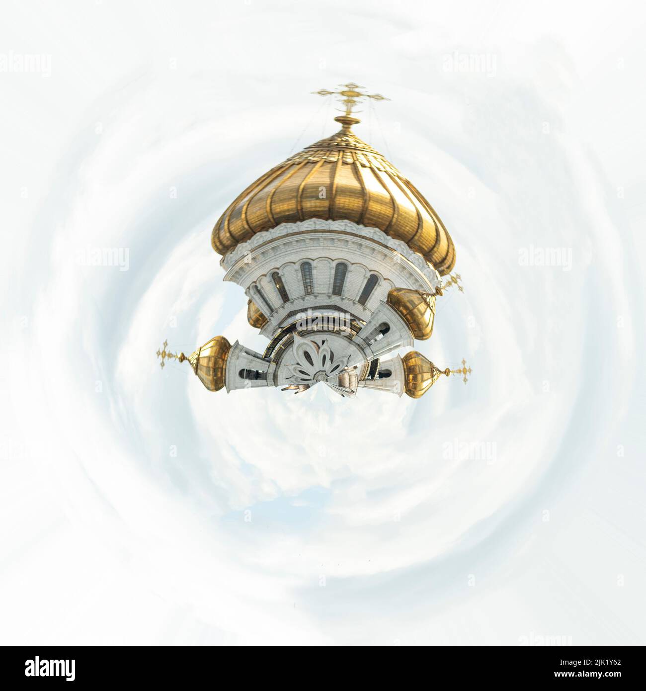 Aerial summer city view with Cathedral of Christ the Saviour in Moscow ...