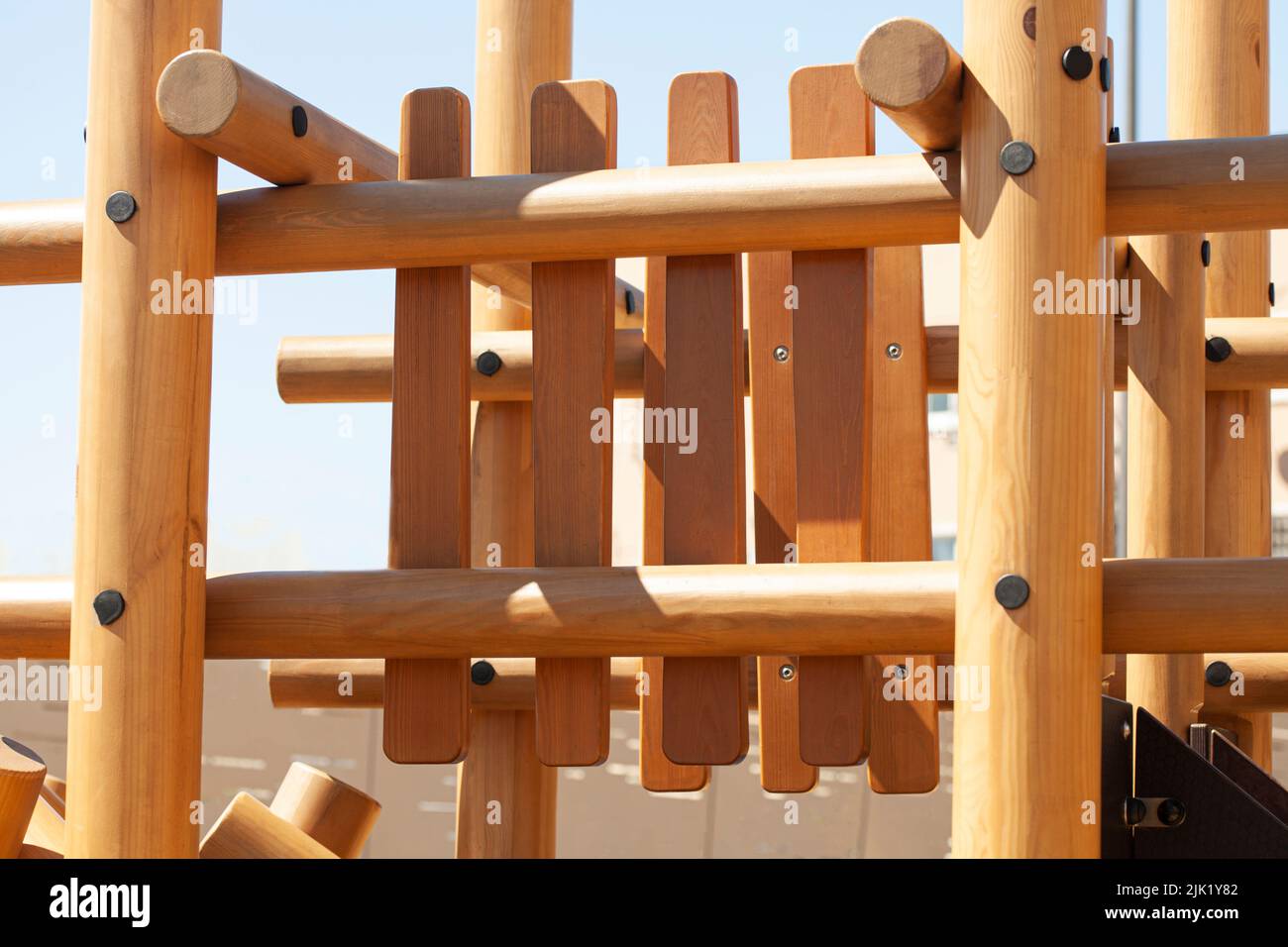 wooden structures on the playground Stock Photo - Alamy