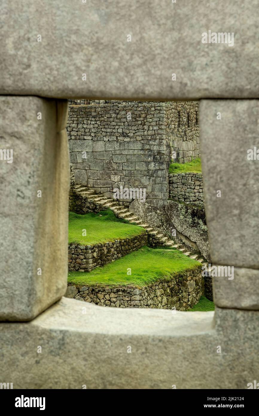 Trapezoidal window with a view, Temple of the Three Windows, Machu ...
