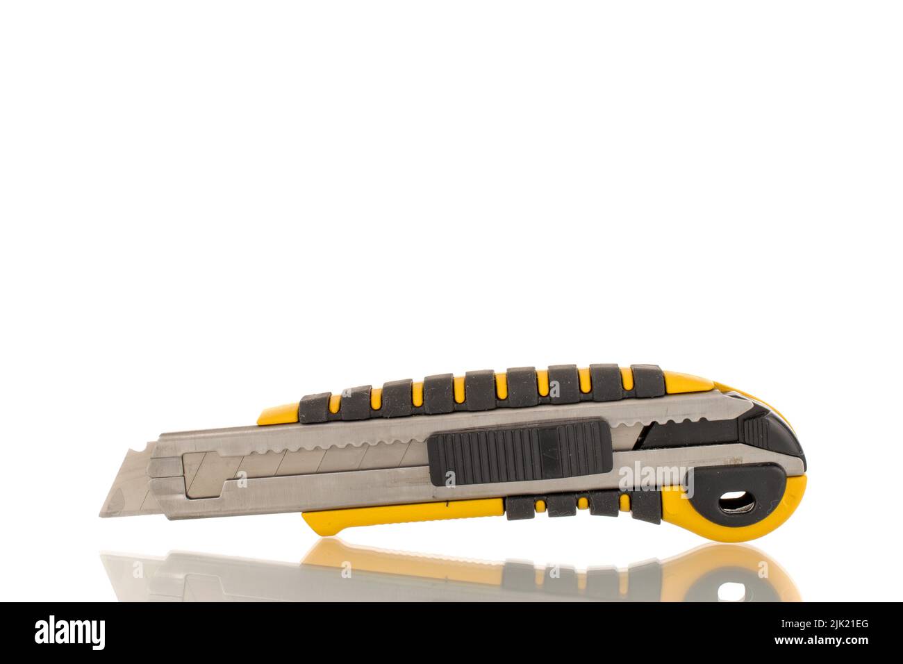 One construction knife, close-up, isolated on a white background Stock ...