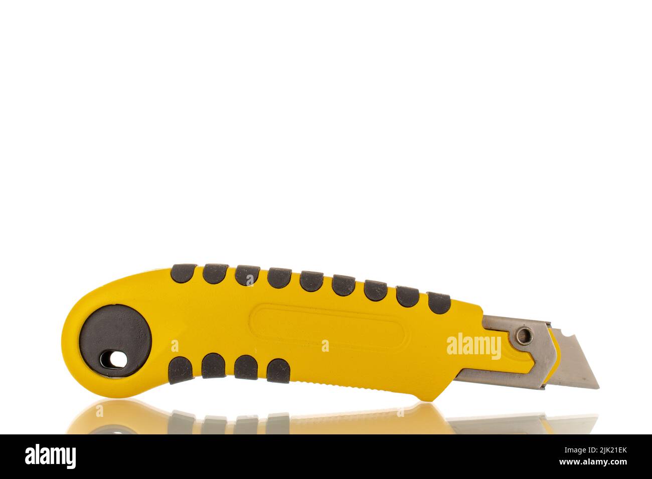 One construction knife, close-up, isolated on a white background Stock ...