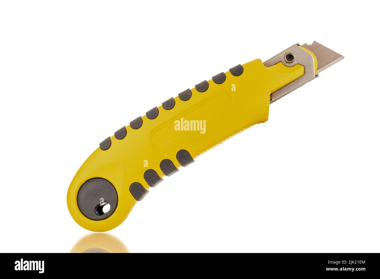 One construction knife, close-up, isolated on a white background Stock ...