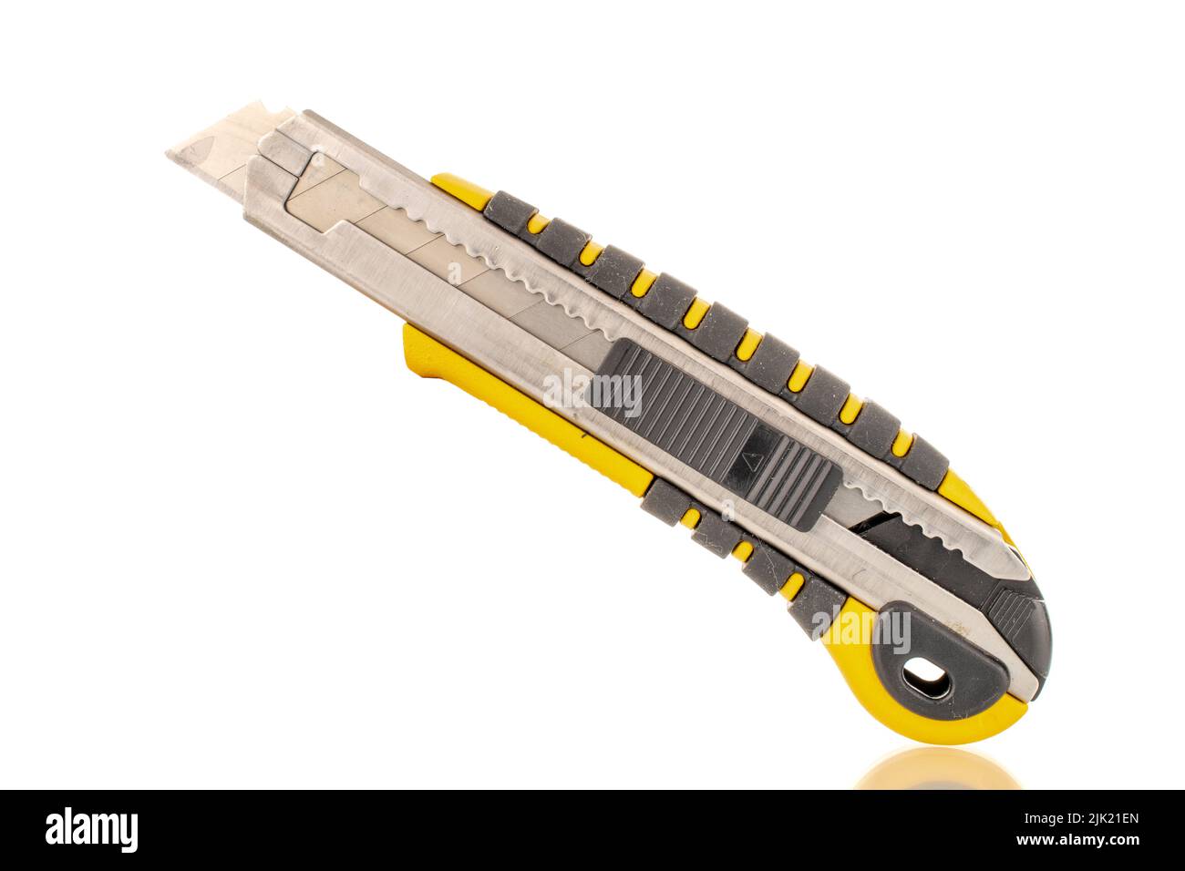 One construction knife, close-up, isolated on a white background Stock ...