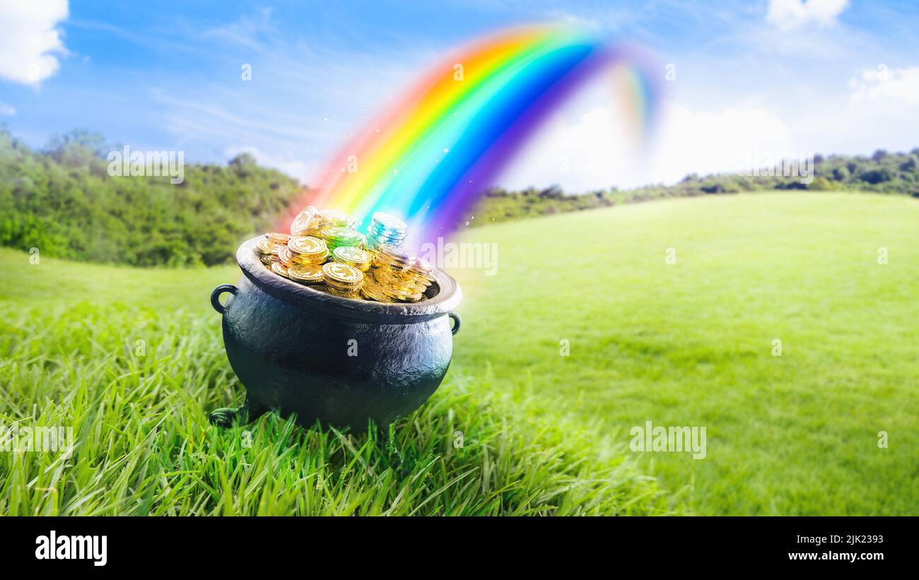 Golden coins falling pot hi-res stock photography and images - Alamy